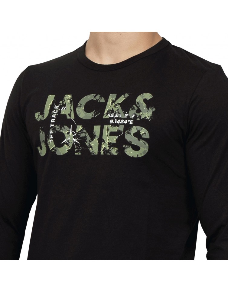 Jack & Jones TECH LOGO LONGSLEEVE Μαύρο